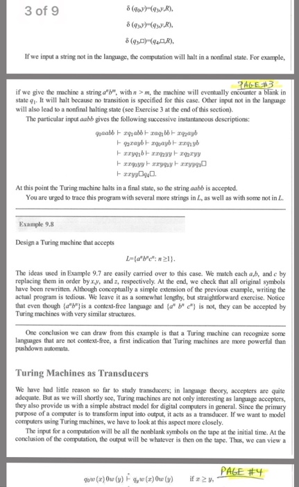 Solved 3. Determine what the Turing machine in Example 9.7 | Chegg.com