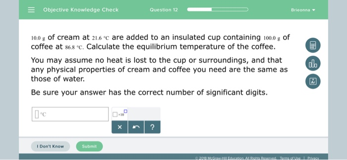 Solved Objective Knowledge Check Question 12 Brieonna 10.0 g | Chegg.com