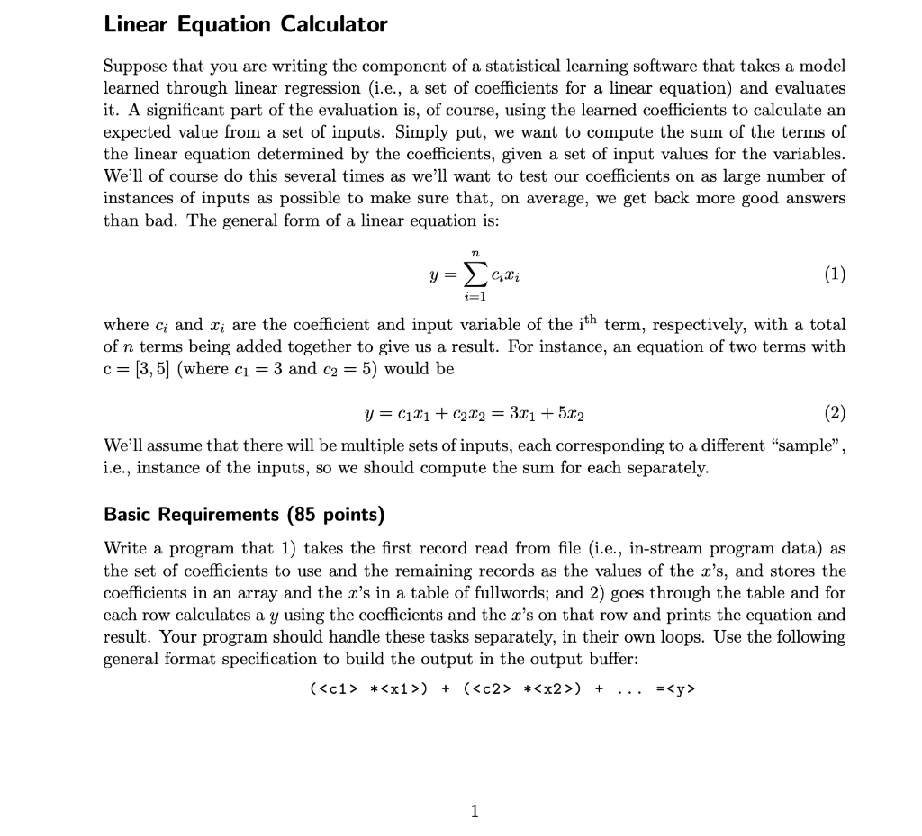 Solved Linear Equation Calculator Suppose that you are | Chegg.com