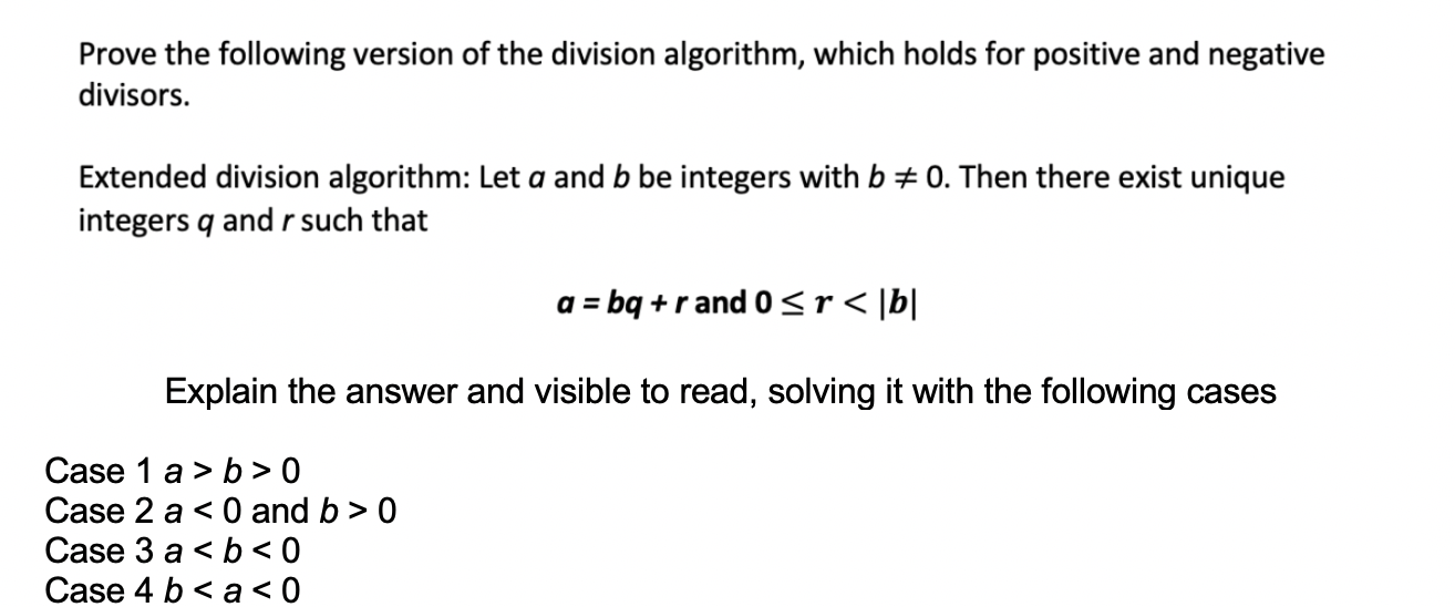 Solved Prove The Following Version Of The Division 