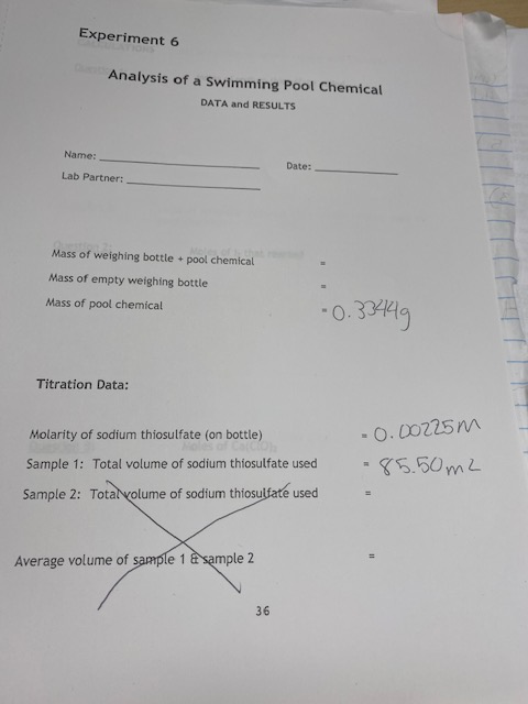 Solved 6. Analysis of Swimming Pool Chemical Materials | Chegg.com