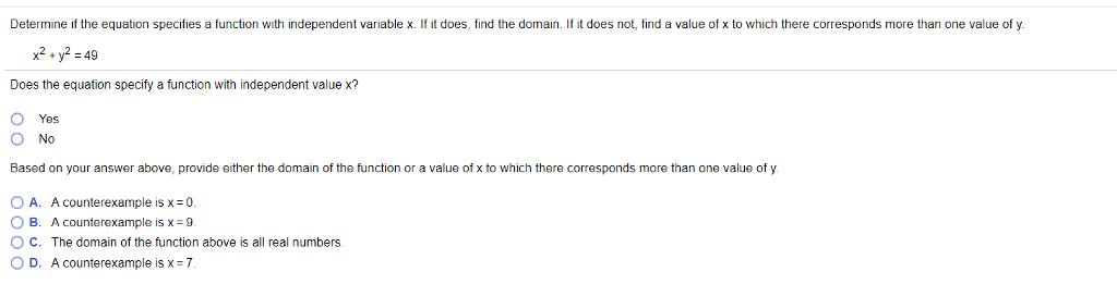 Solved Determine if the equation specifies a function with | Chegg.com