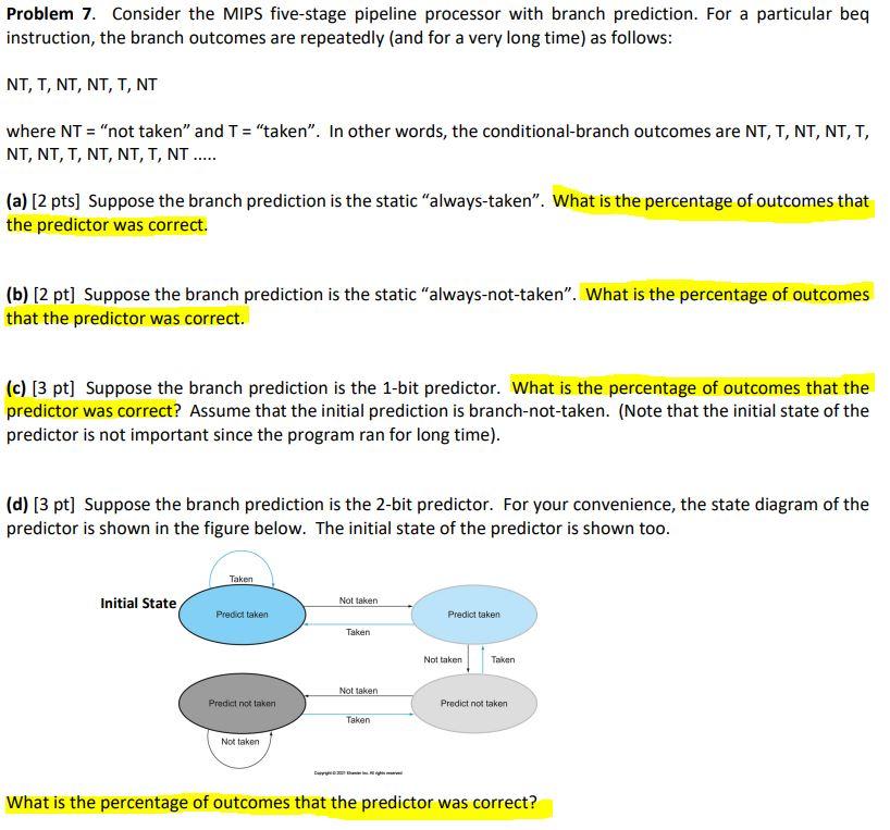 Solved Problem 7. Consider the MIPS five-stage pipeline | Chegg.com