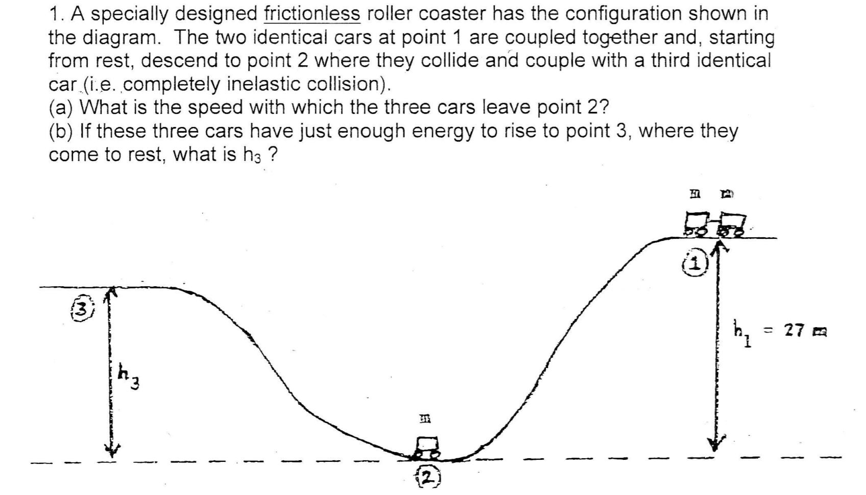 Solved 1. A specially designed frictionless roller coaster | Chegg.com