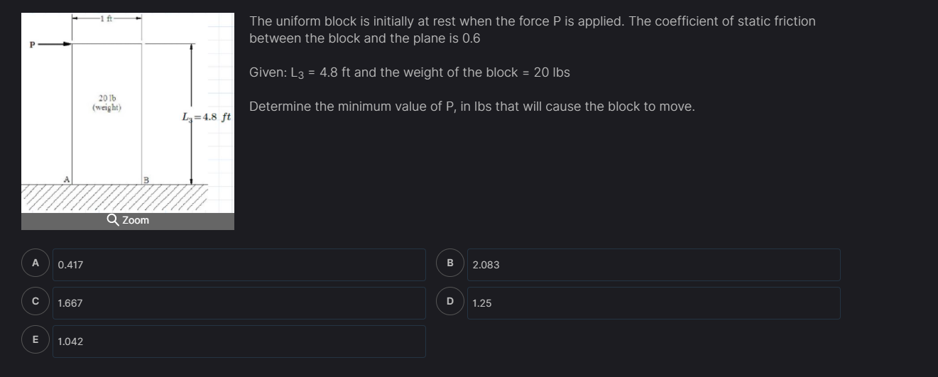 Solved The uniform block is initially at rest when the force | Chegg.com