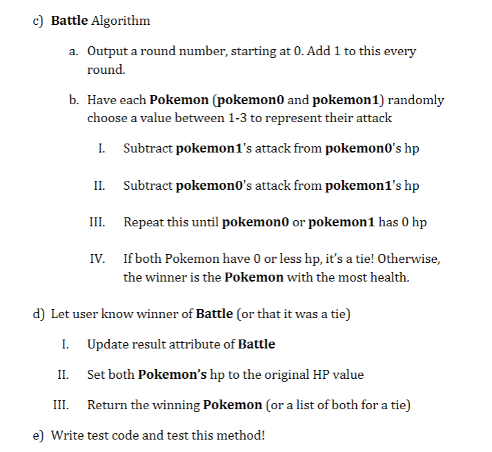 Solved Create start_battle method in battle.py a) Since | Chegg.com