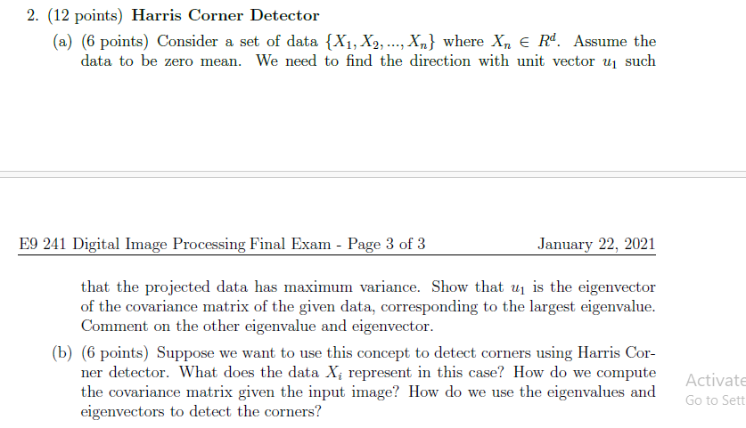 Solved (12 ﻿points) ﻿Harris Corner Detector(a) (6 ﻿points) | Chegg.com