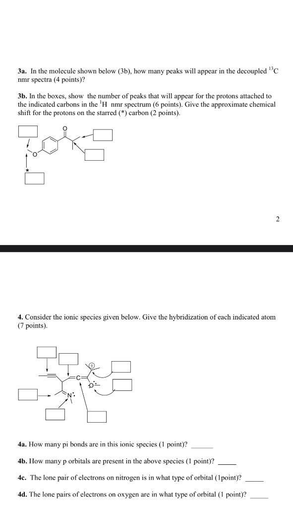 Solved 3a. In the molecule shown below (3b), how many peaks | Chegg.com