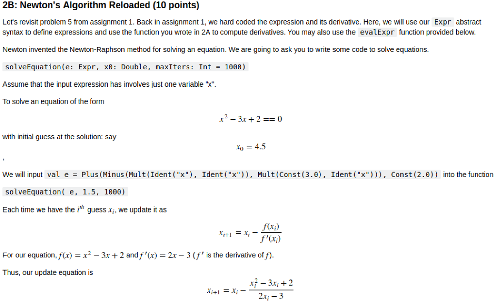 2B: Newton's Algorithm Reloaded (10 points) Let's | Chegg.com