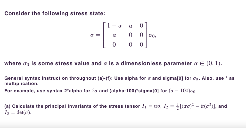 Solved Consider the following stress | Chegg.com