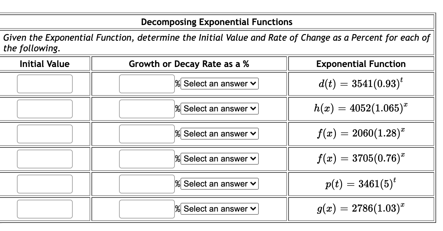Solved Decomposing Exponential Functions Given the | Chegg.com
