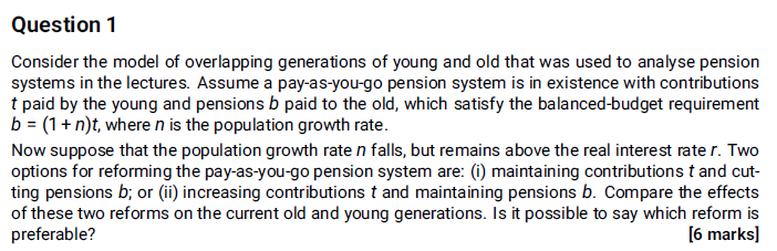 Solved Question 1 Consider the model of overlapping | Chegg.com