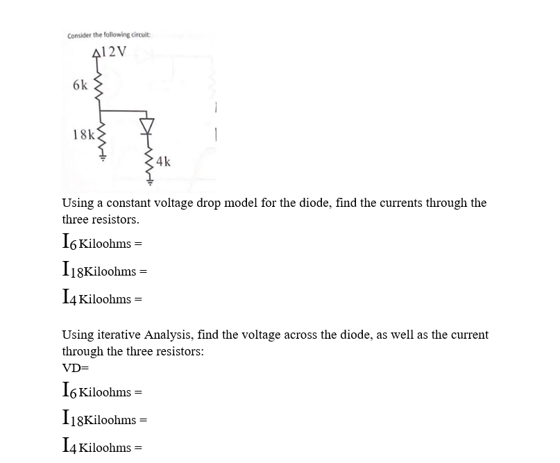 Solved Using a constant voltage drop model for the diode, | Chegg.com