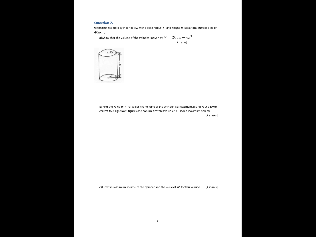 Solved Question 7. Given that the solid cylinder below with | Chegg.com