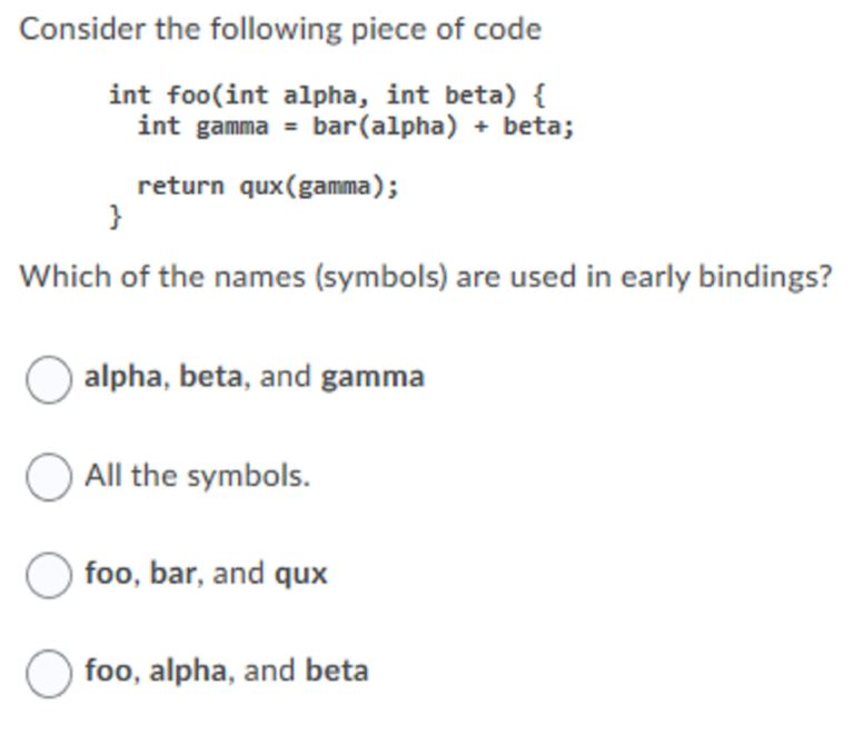 Solved Consider The Following Piece Of Code Int Fooint
