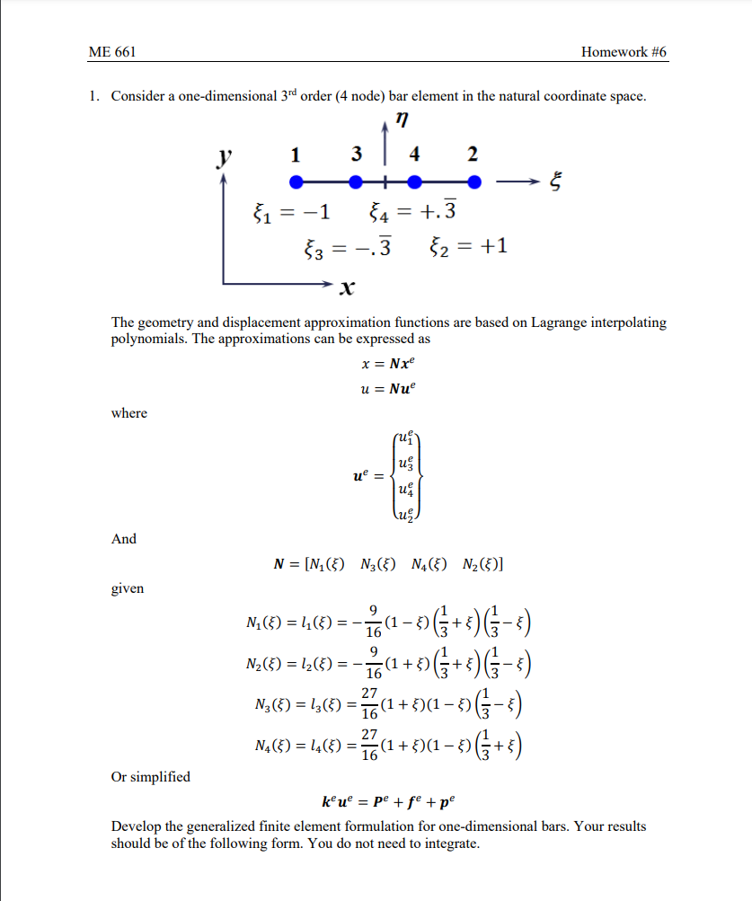 Solved ME 661 1. Consider a one-dimensional 3rd order (4 | Chegg.com