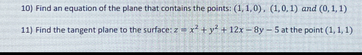 Solved 10) Find an equation of the plane that contains the | Chegg.com