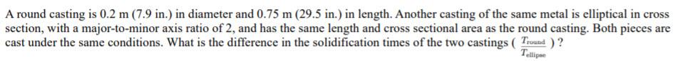 Solved A round casting is 0.2 m (7.9 in.) in diameter and | Chegg.com