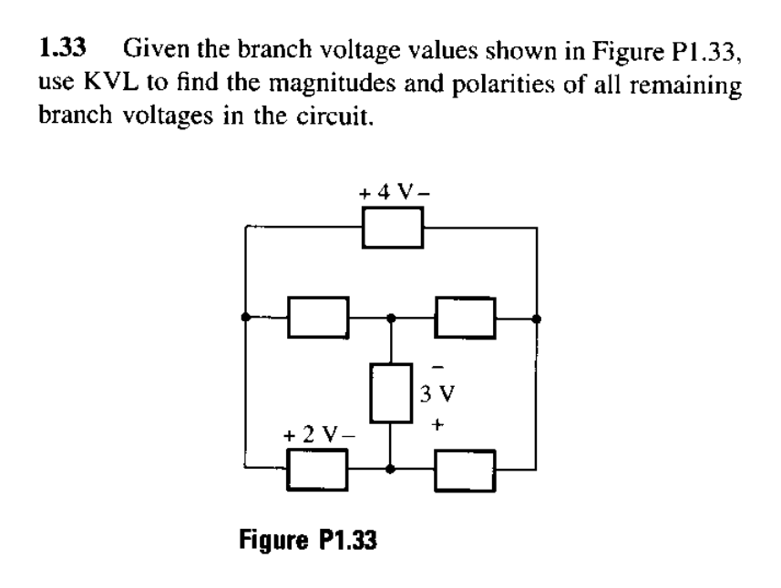 Solved 1.33 Given the branch voltage values shown in Figure | Chegg.com