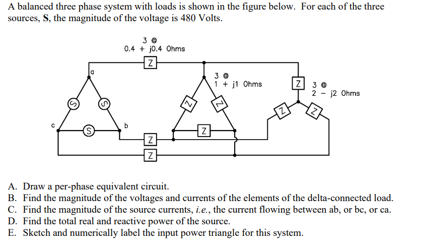 Solved A balanced three phase system with loads is shown in | Chegg.com