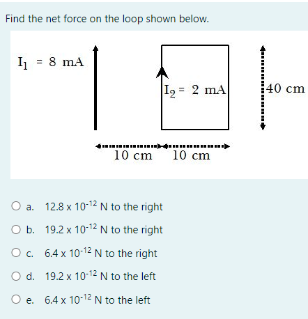 Solved Find the net force on the loop shown below. Ij = 8 mA | Chegg.com