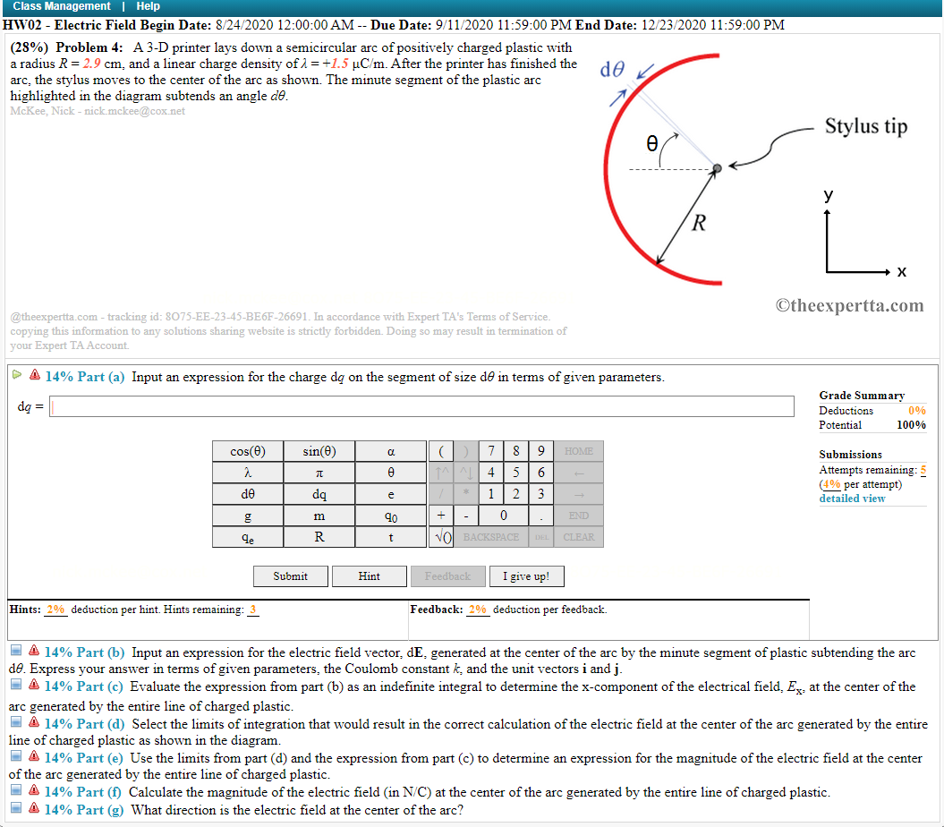 Solved Class Management | Help HW02 - Electric Field Begin | Chegg.com