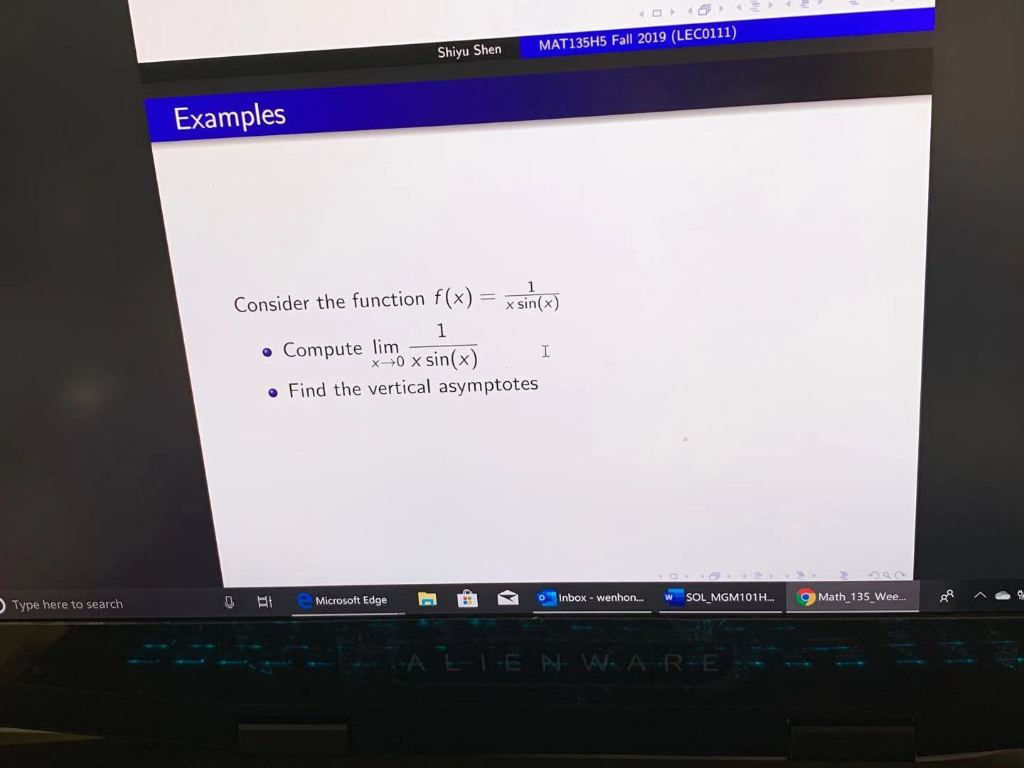 Solved Shiyu Shen MAT135H5 Fall 2019 (LEC0111) Examples | Chegg.com
