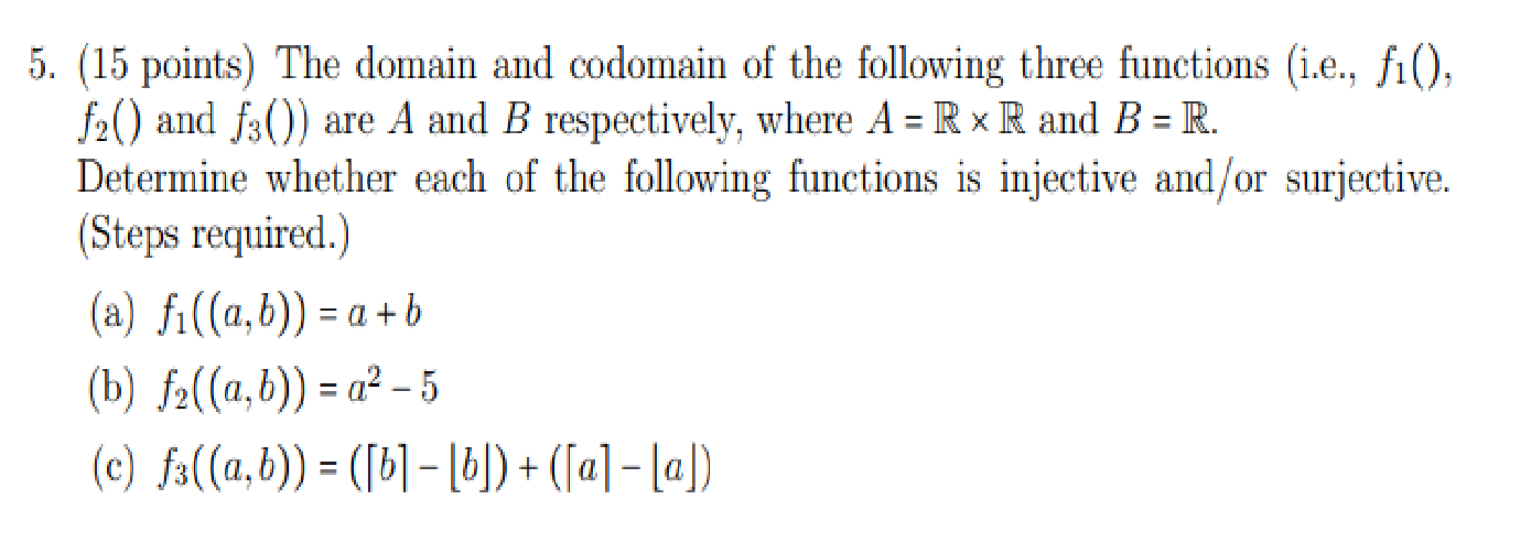 Solved 5. (15 points) The domain and codomain of the | Chegg.com