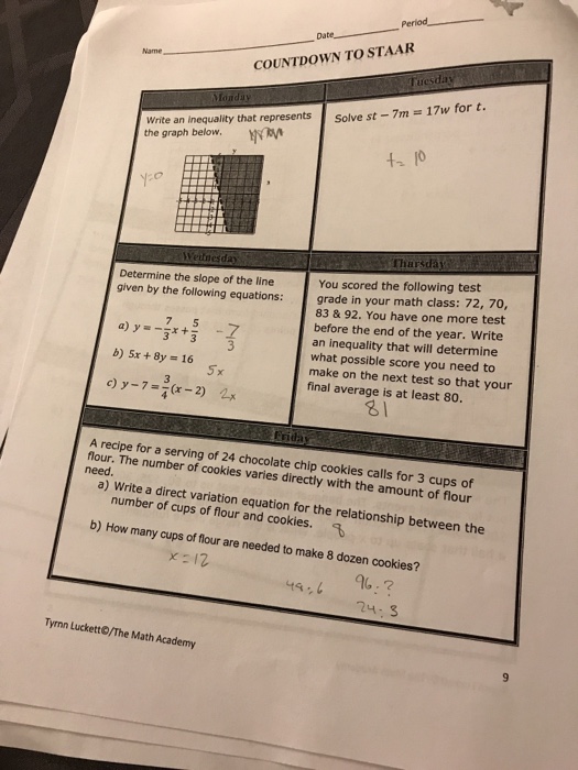 Solved Period Date Name COUNTDOWN TO STAAR Write an | Chegg.com