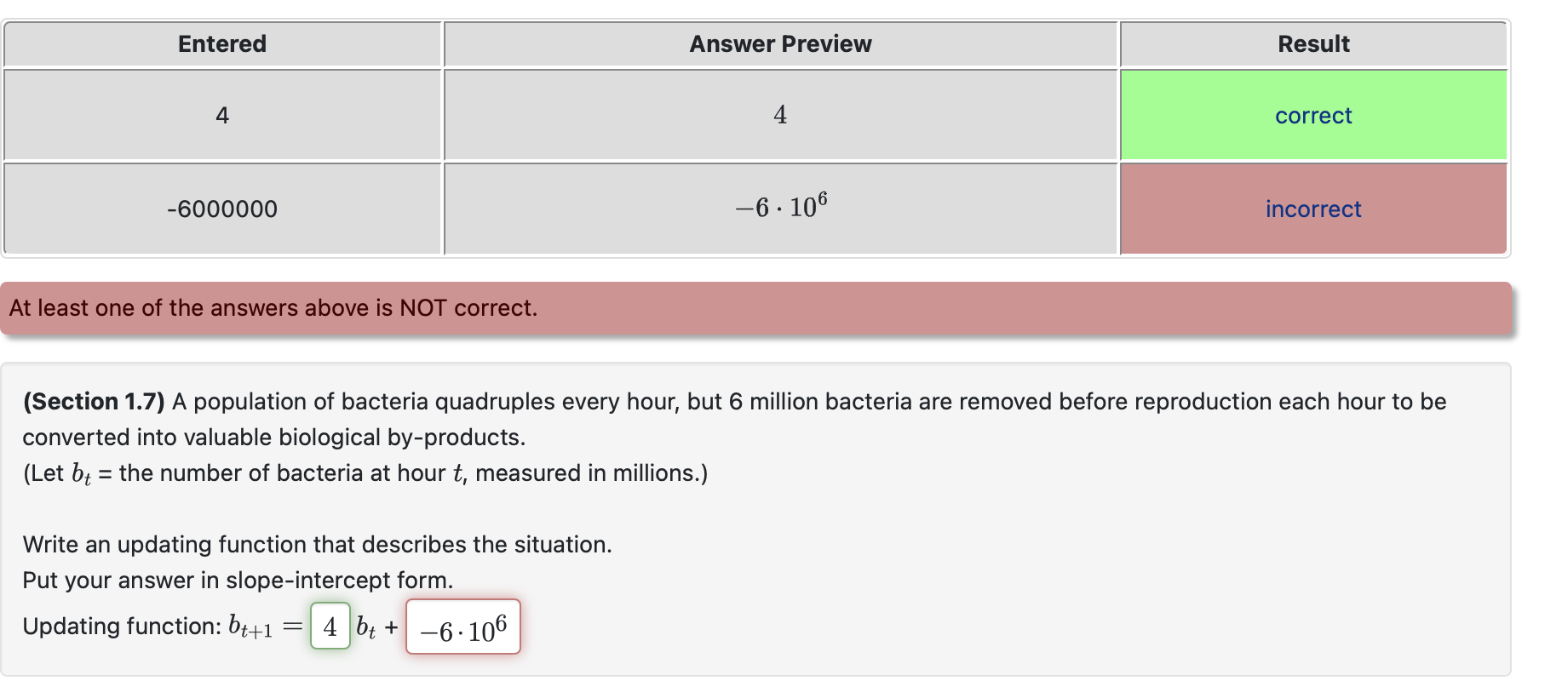 Solved At least one of the answers above is NOT correct. | Chegg.com
