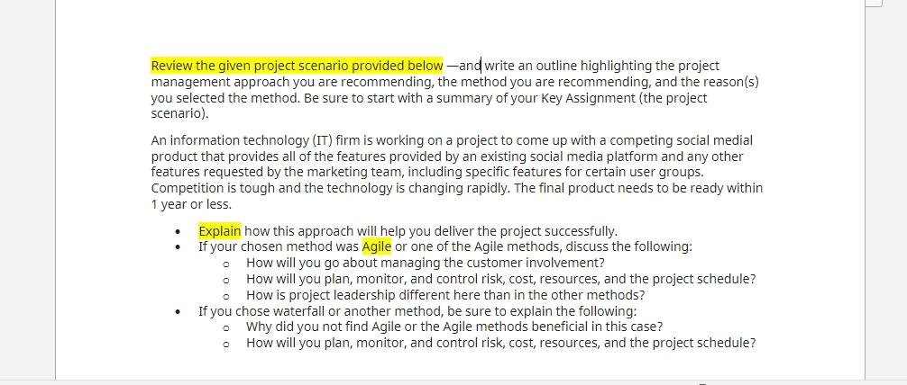 Solved Review the given project scenario provided below and | Chegg.com