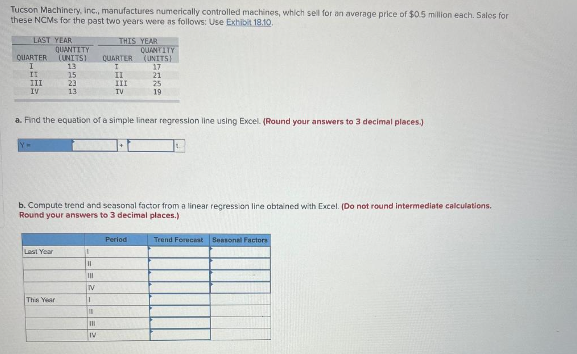 Tucson Machinery, Inc., manufactures numerically | Chegg.com
