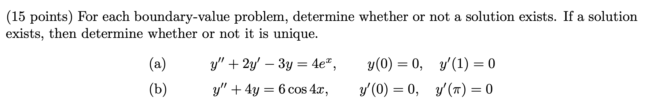 Solved (15 points) For each boundary-value problem, | Chegg.com