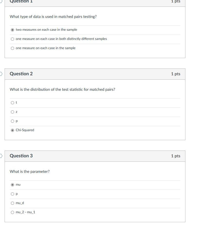 Solved What type of data is used in matched pairs testing? | Chegg.com