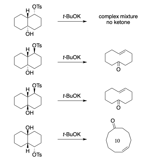 Solved t-BuOK. complex mixture no ketone ОН OTS H t-BuOK ОН | Chegg.com