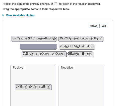 Solved Predict the sign of the entropy change, AS, for each | Chegg.com