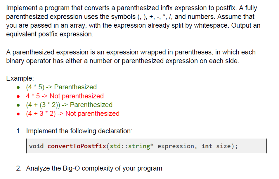 Solved Implement a program that converts a parenthesized | Chegg.com