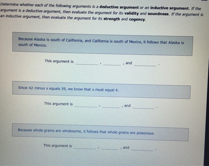 Determine Whether Each Of The Following Arguments Is