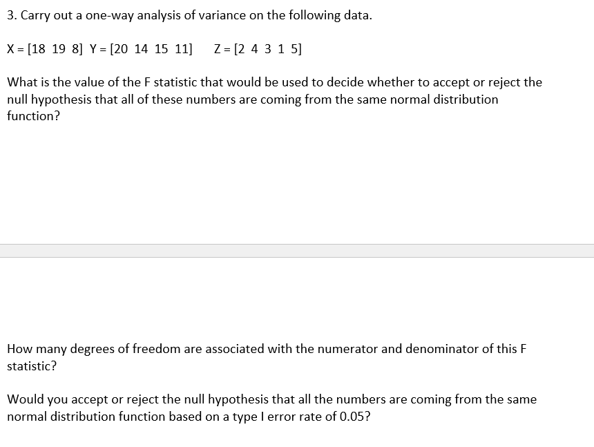 Solved 3. Carry out a one-way analysis of variance on the | Chegg.com