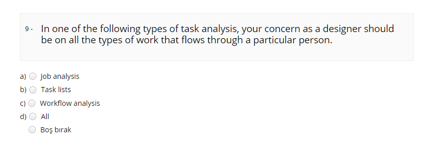 Solved 9 In One Of The Following Types Of Task Analysis Chegg