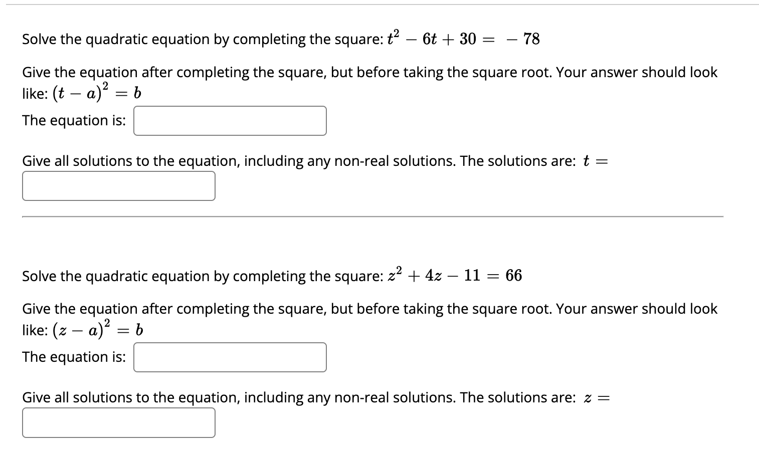 Solved Solve the quadratic equation by completing the | Chegg.com