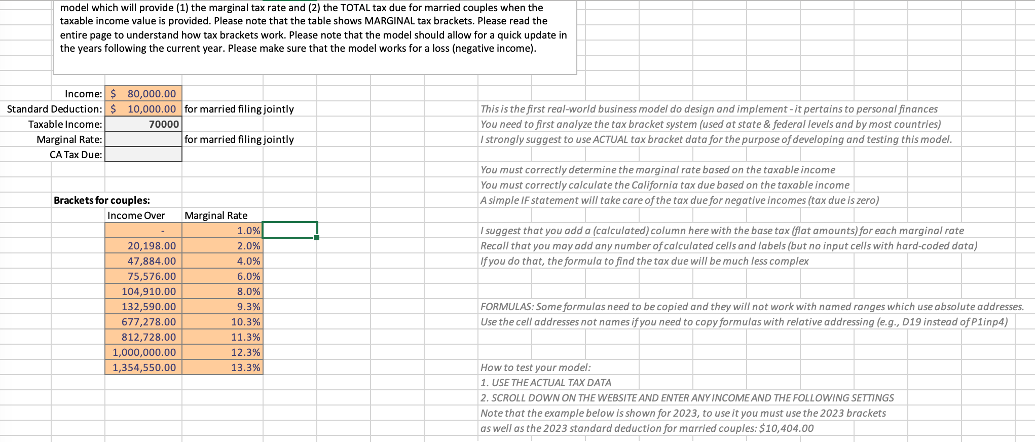 Solved build a model which will provide (1) ﻿the marginal | Chegg.com