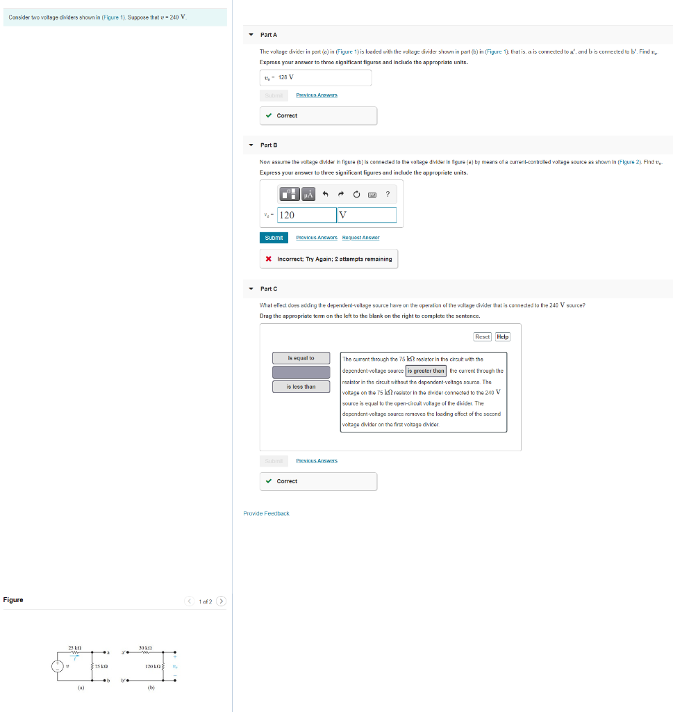 Solved Figure 2 of 2 Σ 25 kΩ 30 kΩ υ 75 ΚΩ 75,000i 120 kΩ | Chegg.com