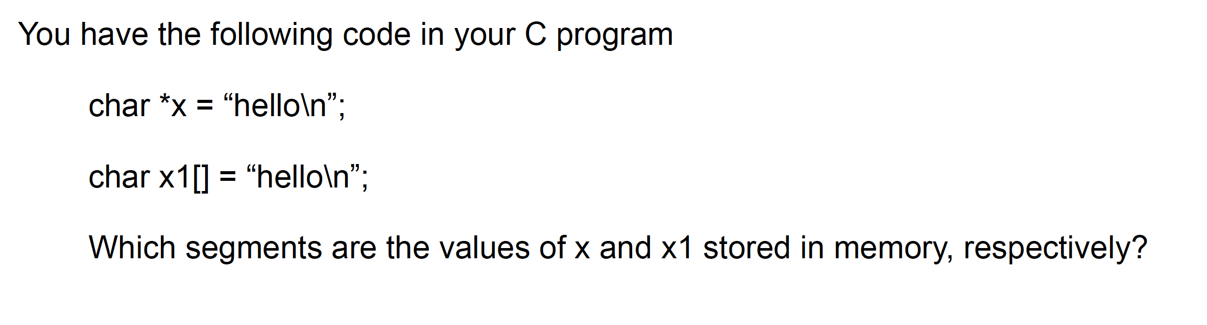 Solved You have the following code in your C program char * | Chegg.com