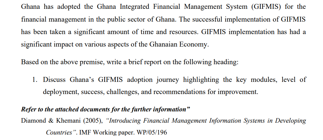 Ghana has adopted the Ghana Integrated Financial | Chegg.com