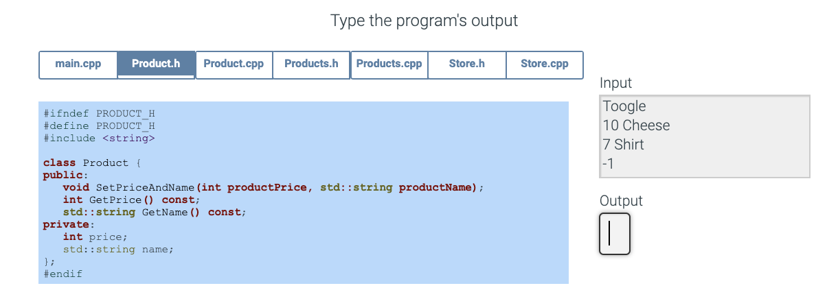 Solved Type the program's output main.cpp Product.h | Chegg.com