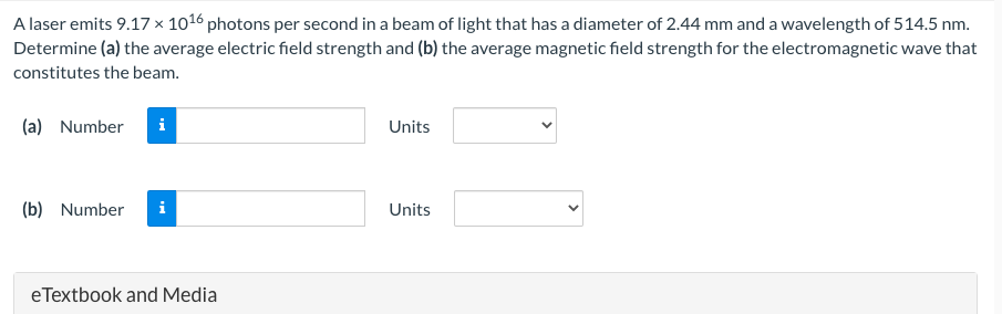 Solved A laser emits 9.17×1016 photons per second in a beam | Chegg.com