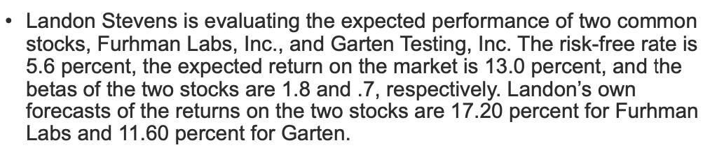 Solved Landon Stevens is evaluating the expected performance | Chegg.com