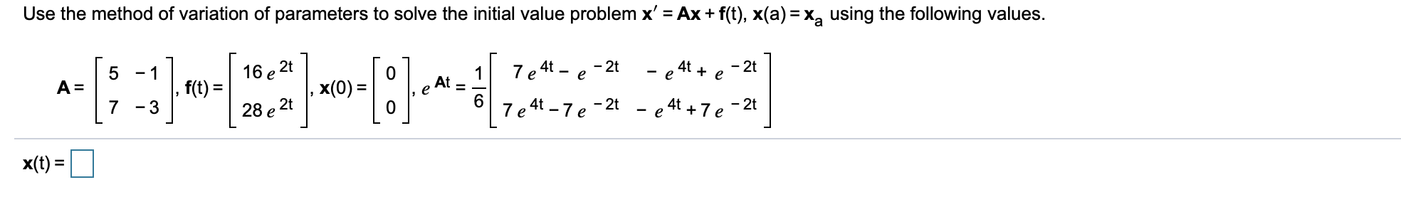 Solved Use the method of variation of parameters to solve | Chegg.com
