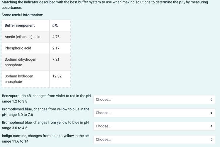 Solved Matching the indicator described with the best buffer | Chegg.com